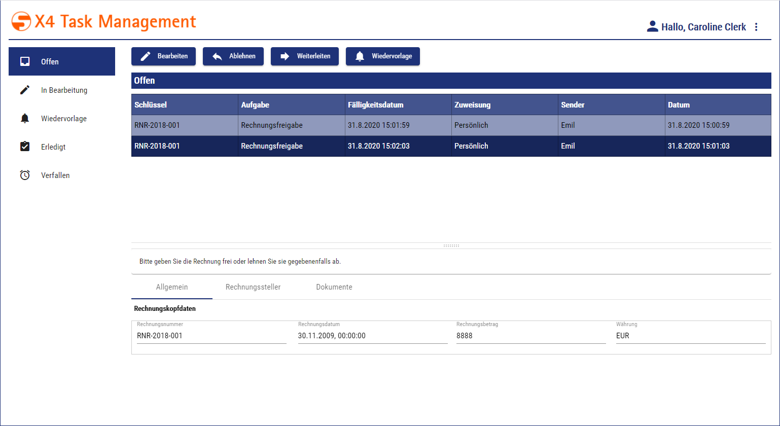 Aufgaben in der Task Management Web App bearbeiten
